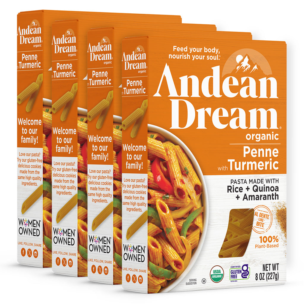 Quinoa Pasta (Penne with Turmeric) | Andean Dream Quinoa Products